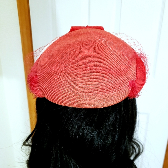 Vintage | Accessories | 94s White Red Turban Style Calot Half Hat Vtg ...